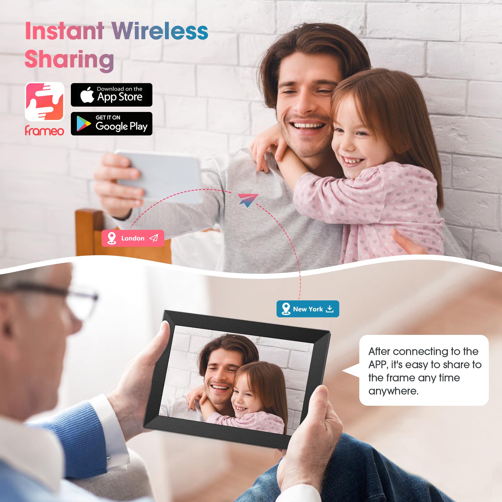WiFi 10.1'' Digital Picture Frame with 1280x800 Resolution, Touchscreen Digital Photo Frame Share Photos and Videos Remotely via APP - Gift Guide for Christmas