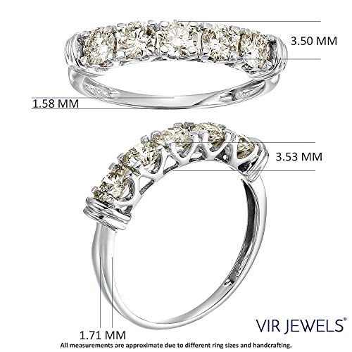 VIR JEWELS 1 cttw Diamond Wedding Anniversary Band for Women 5 Stone Champagne Diamond Engagement Ring 14K White Gold Prong Set Size 7