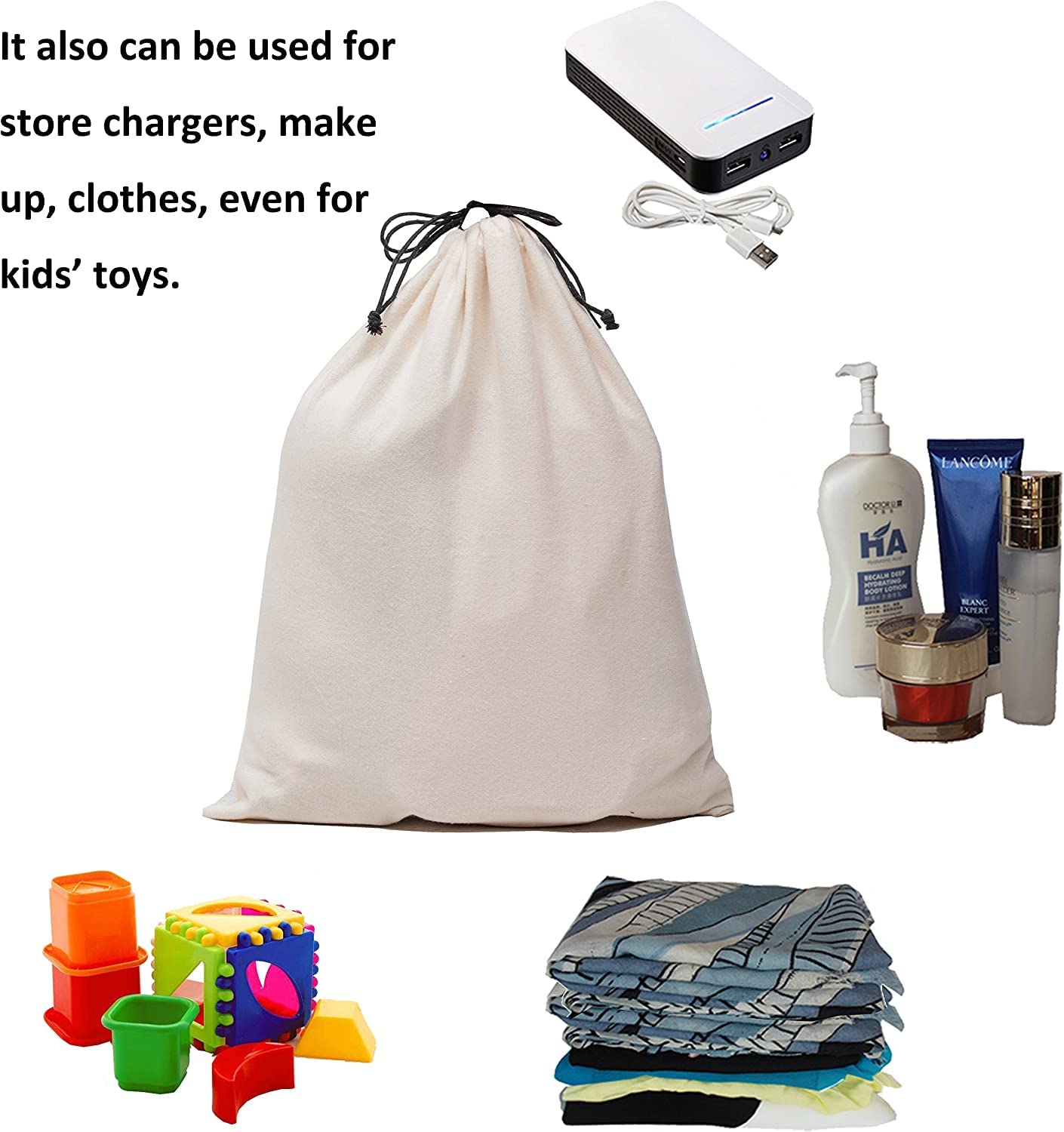 Star Quick Links XL - (19 x 25 Inch) Set of 3 Cotton Breathable Dust-Proof Drawstring Storage Pouch Bag