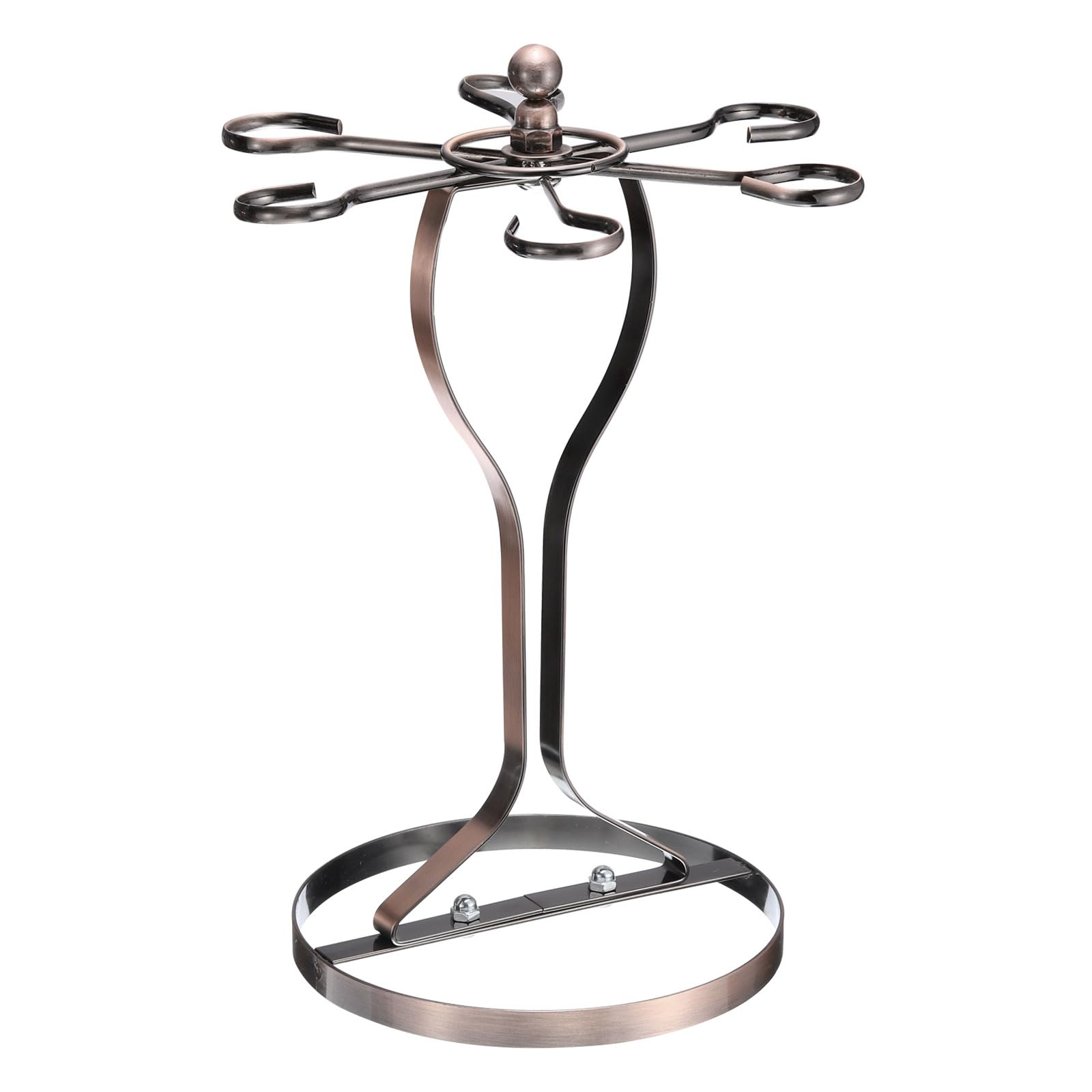 uxcell Countertop Wine Glass Holder, Freestanding Wine Glass Rack with 6 Hooks, Metal Stemware Holder Stand for Bar, Kitchen Home Storage (Bronze 235x335mm)