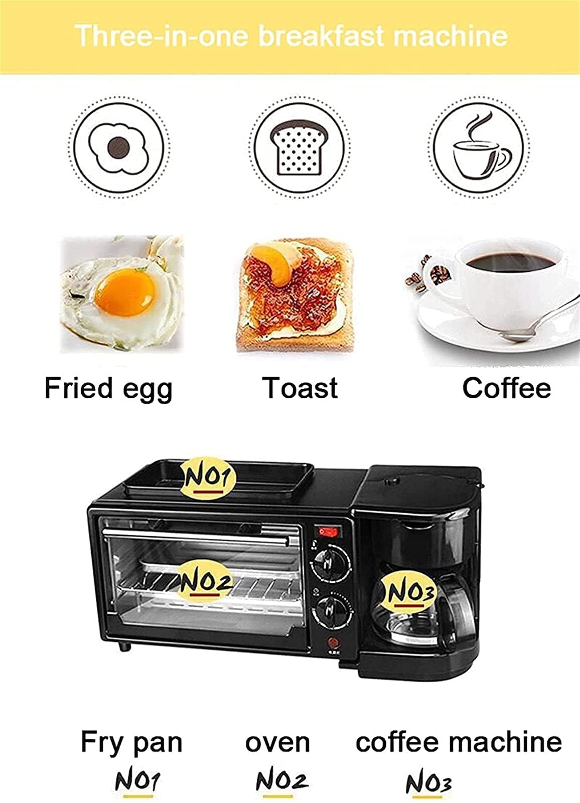 Tabletop Electric Oven Breakfast Machine Electric Baking Bakery Roast Oven Grill Multifunction Coffee Maker Pizza Oven Egg Omelette Frying Pan Toaster