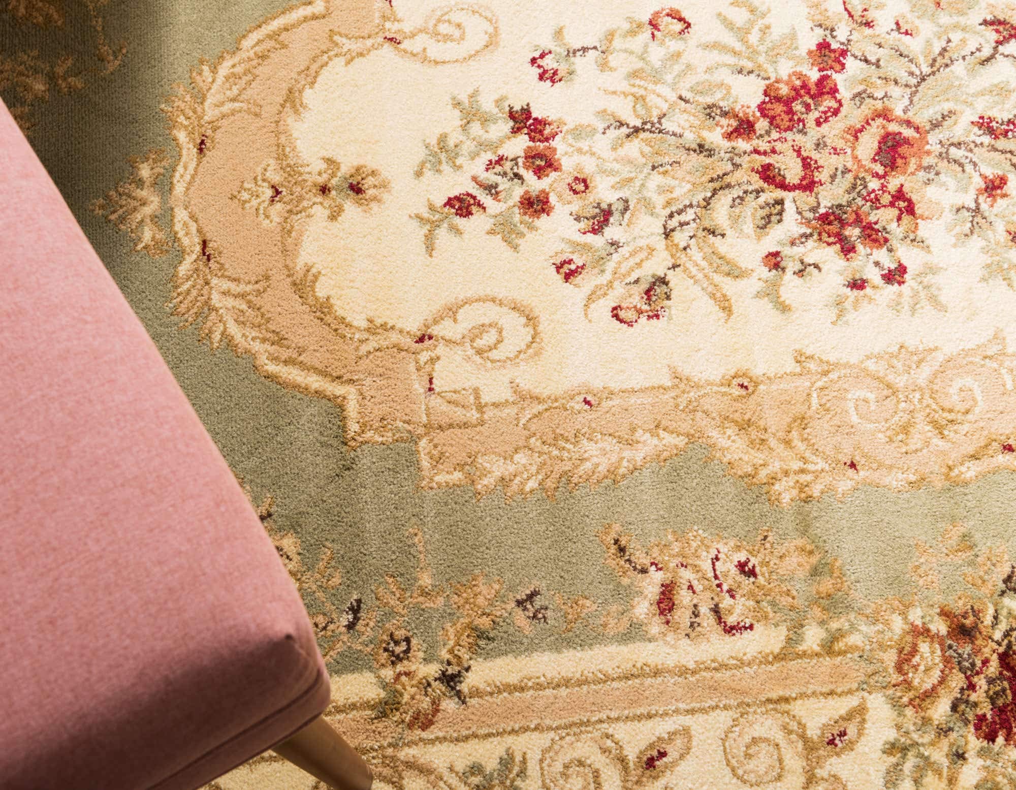 Unique Loom Versailles Collection Traditional Classic Floral Motif Area Rug (5' 0 x 8' 0 Rectangular, Green/ Ivory)