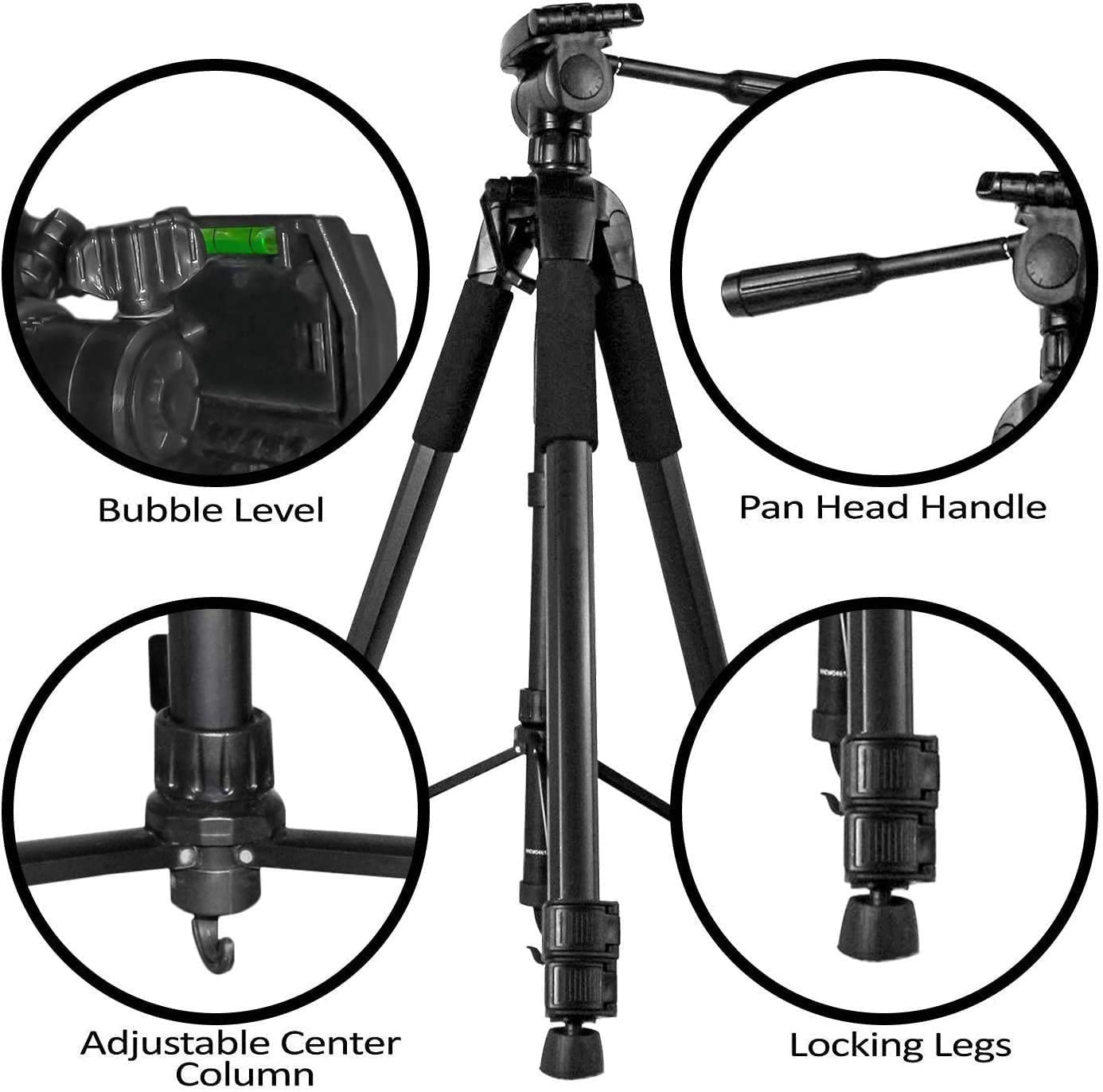 UltraPro 72" Inch Black Camera Tripod with Universal Smartphone Mount + Remote Control Compatible with iPhone/Android Cell Phone, Includes UltraPro Microfiber Cleaning Cloth