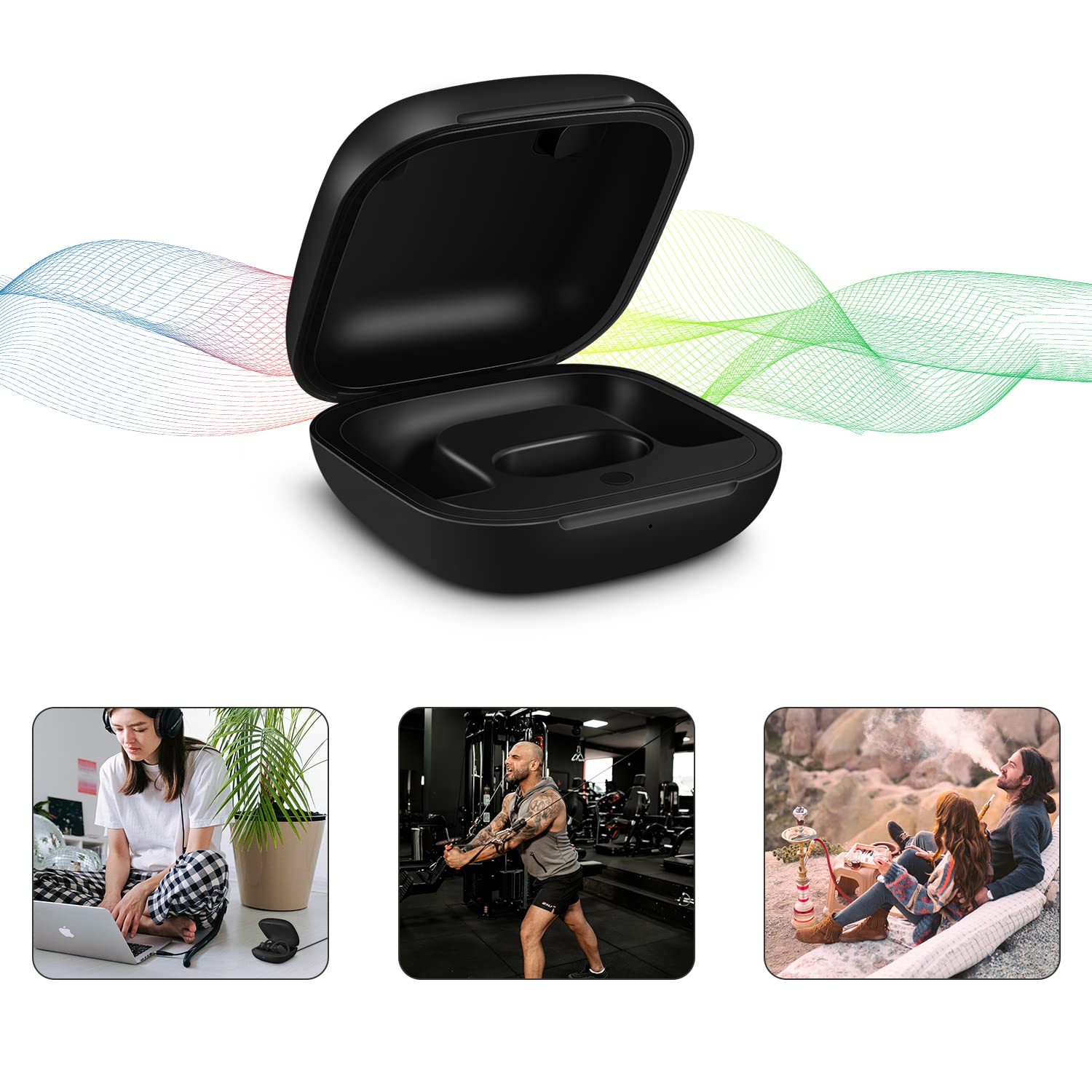 Wireless Charging Case Compatible with Powerbeats Pro, Charger Case Replacement with Bluetooth Pairing Sync Button & 700mAh Built-in Battery, NO Powerbeats Pro, Black