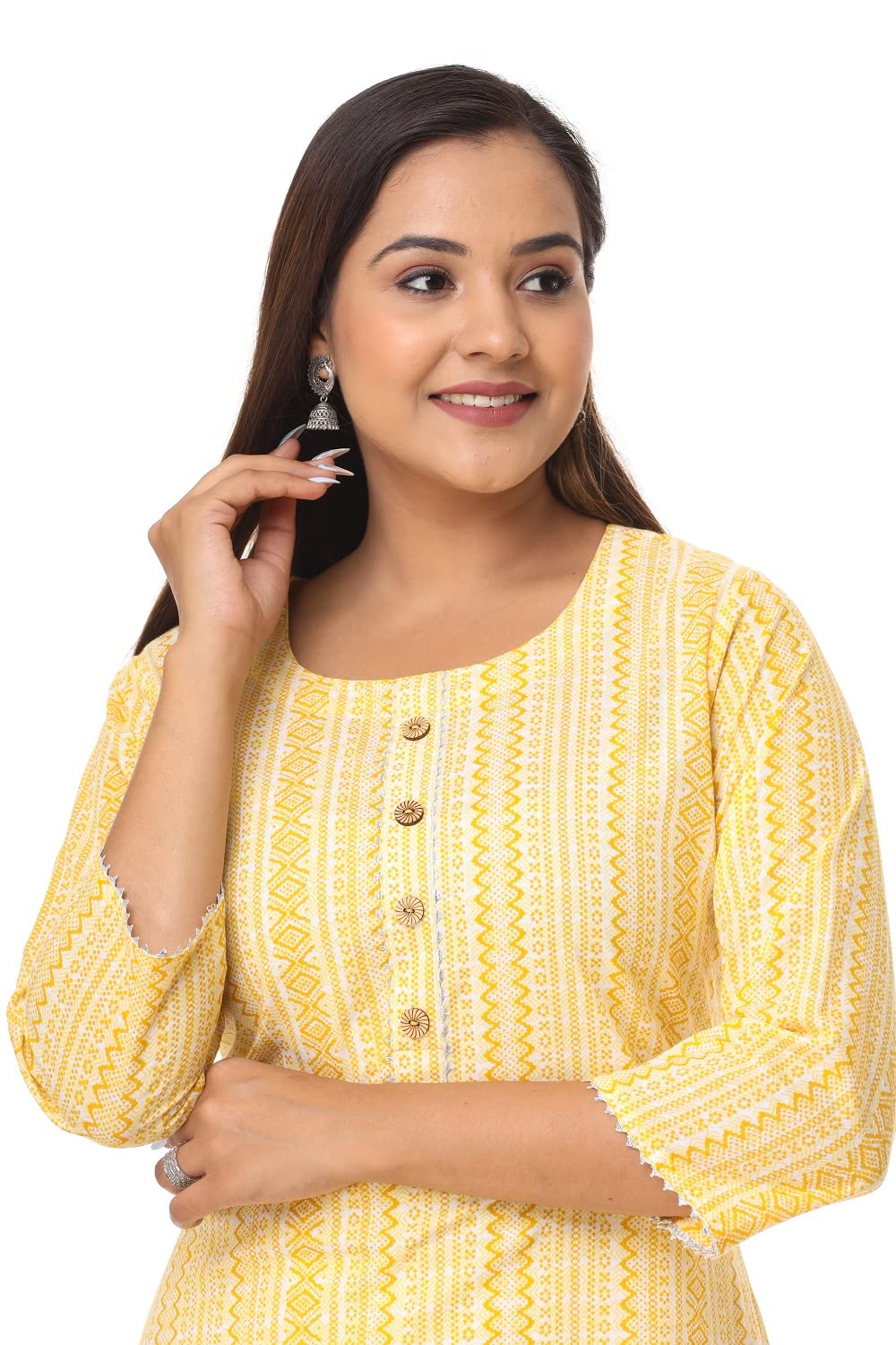 Vihaan Impex Leheriya Printed Casual Kurta Women Kurti yellow Tunic Top for Women