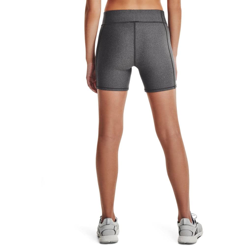 Under Armour Women's HeatGear Armour Mid Rise Middy , Charcoal Light Heather (019)/Black , Large