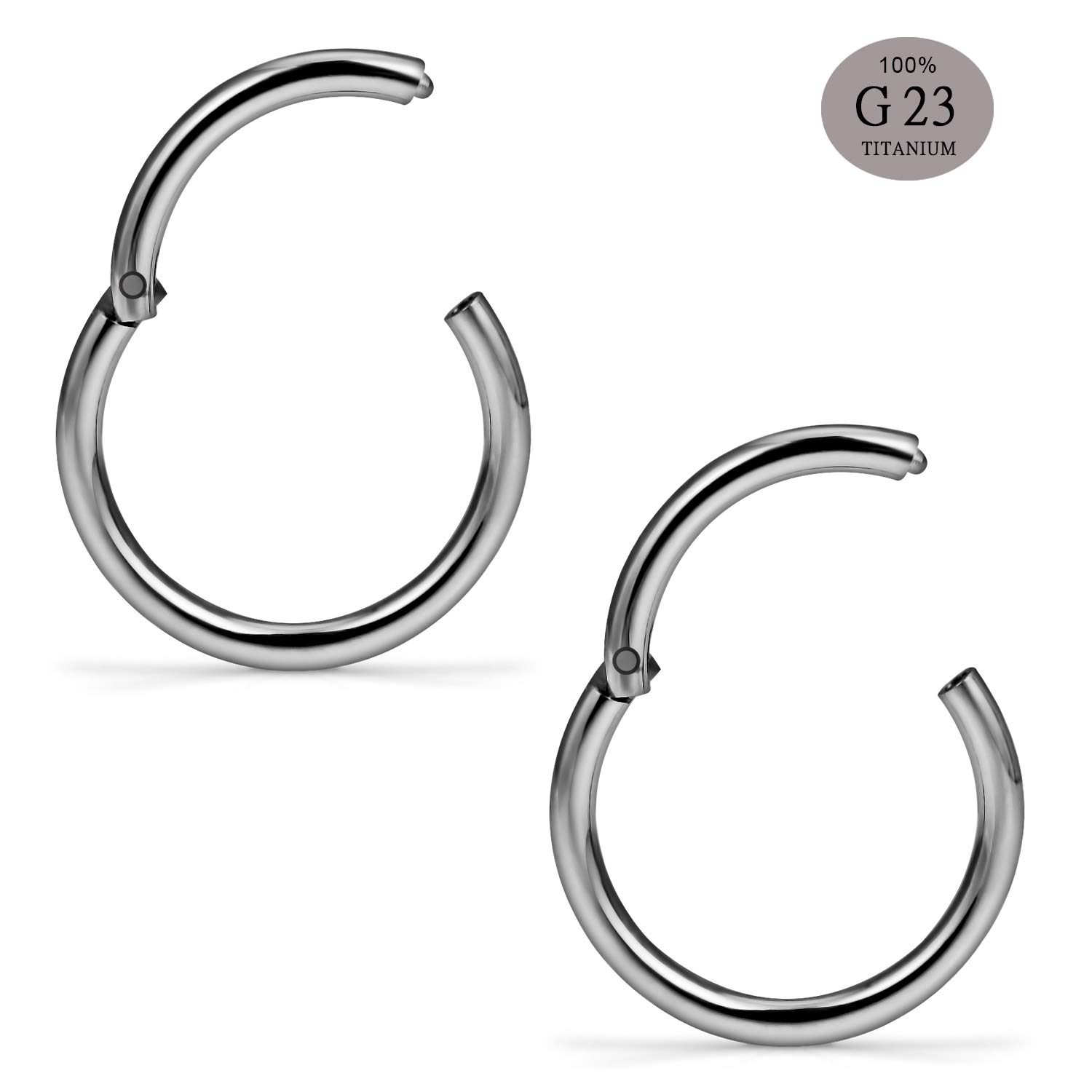 SCERRING 2PCS 14G G23 Titanium Hinged Clicker Segment Septum Nose Lip Ring Hoop Cartilage Tragus Sleeper Earrings Body Piercing Jewelry 12mm