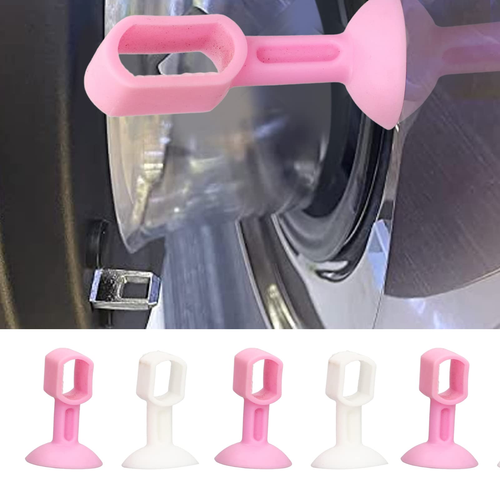 VTOSEN 10 PCS Washer Door Holder - Pink White Rubber, No Odor, Properly Drying Clothes, Washing Machine Door Bracket, Support, Stand, Front Load Washer Door Prop, Washer and Dryer Top Protector