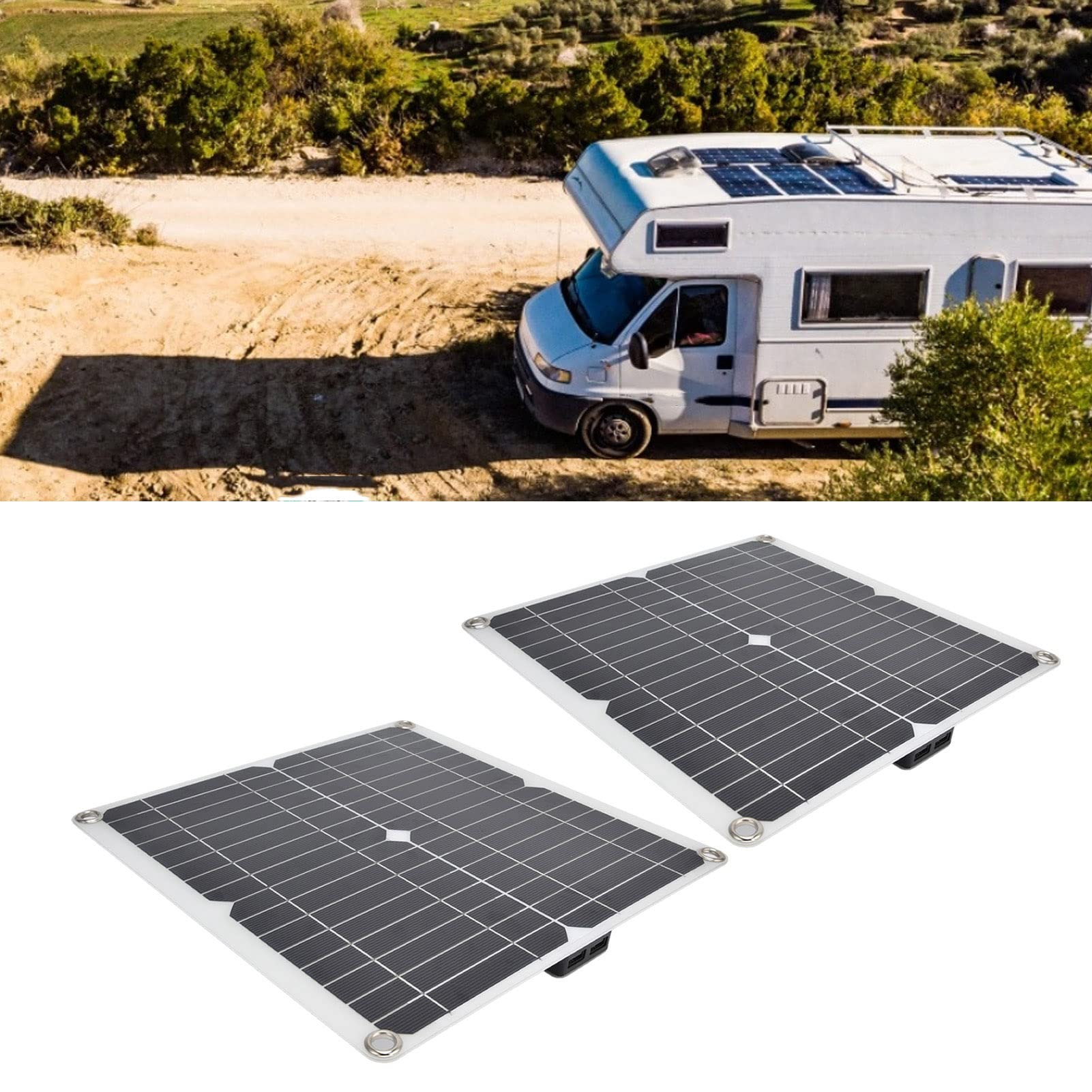 VTOSEN 2Pcs 15W Flexible Solar Panel Portable Solar Charging Board - Monocrystalline Solar Power Accessory for Emergency Charging, Camping Supplies, and Solar Panel Generator