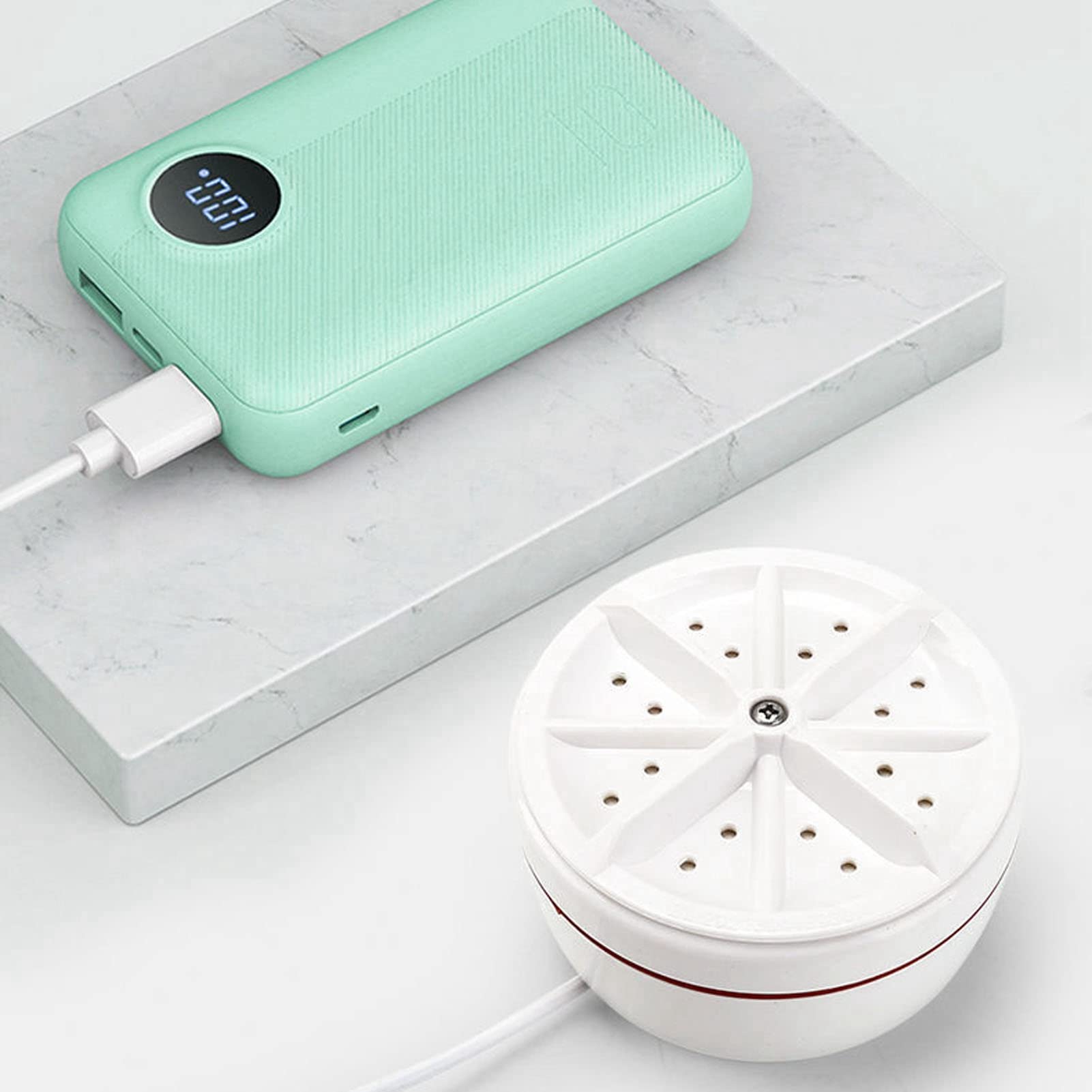 VTOSEN Small Washer Foldable Washing Machine - Mini Washing Travel Machine for Apartments - Sonicleaning, Automatic Cycle, USB Power - Portable Laundry Machine