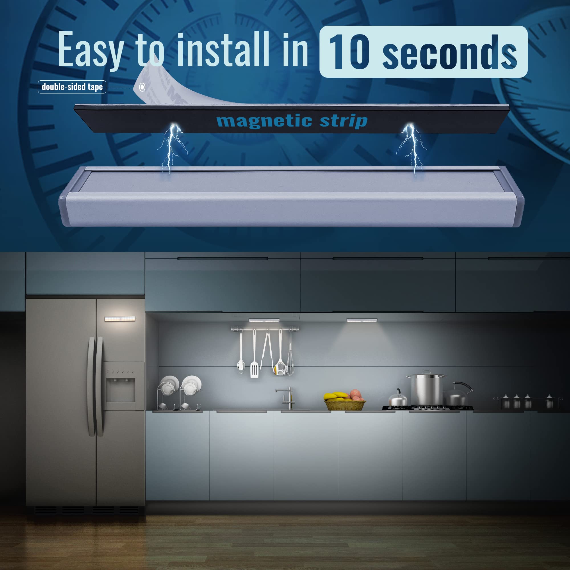Under Cabinet Lighting, Led Closet Light Motion Activated, Homelife Motion Sensor LED Lights, Stick-on Anywhere Battery Operated 20 LED Motion Sensor Night Light for Closet Hallway Stairway(1 Pack)