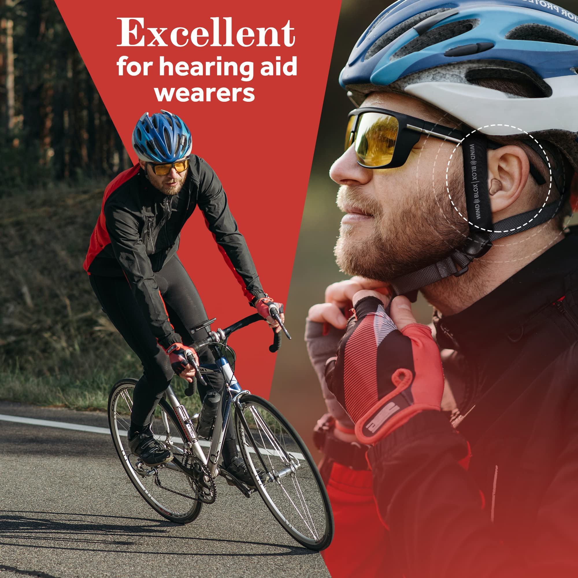 Wind-Blox Pro Noise Block Helmet Attachment Strap, Noise Reduction Bicycle Helmet Accessory, Wind Blocker Biking and Cycling Gear, Helmet Add-On with Adjustable Straps