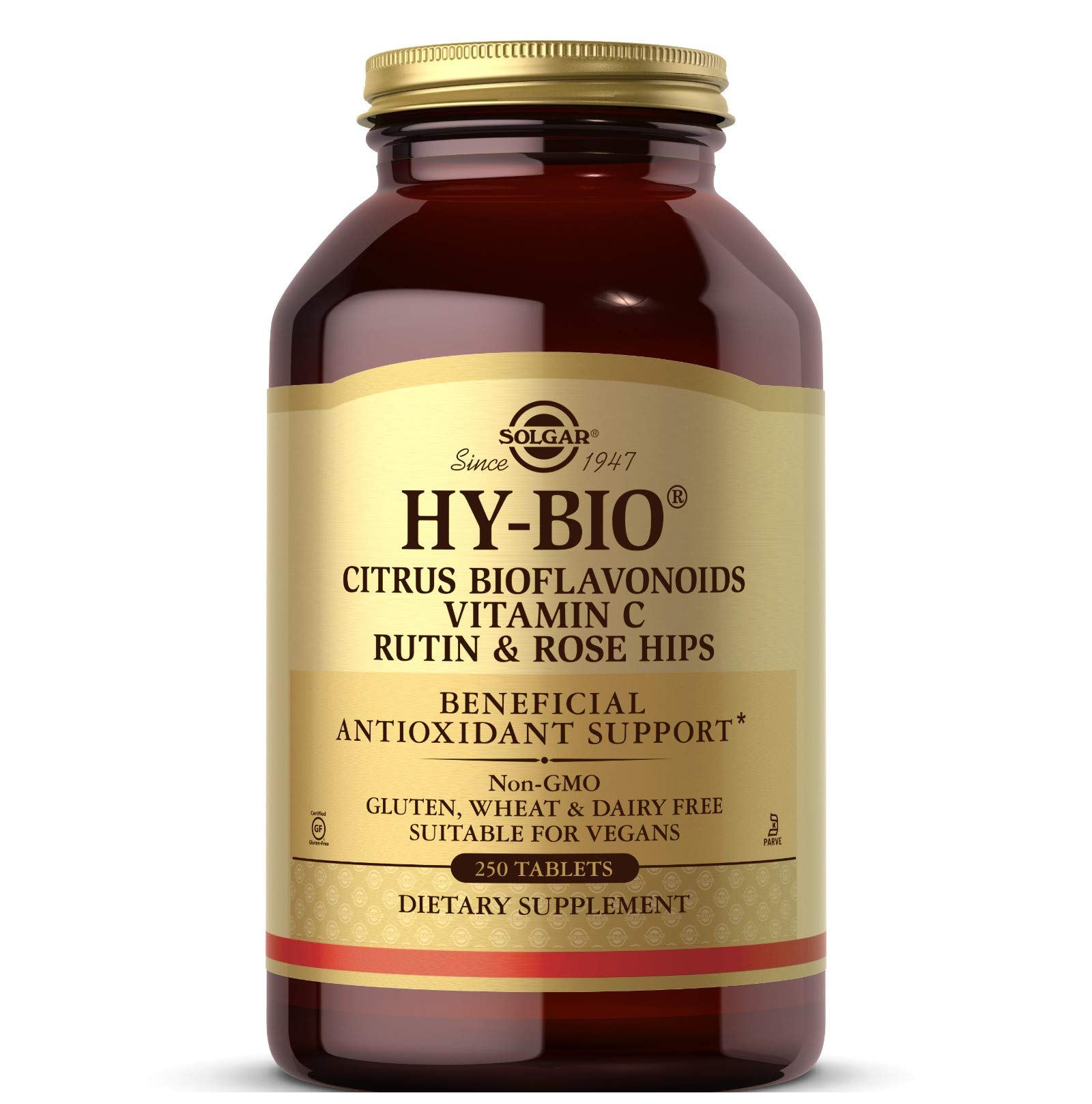 Solgar HY-BIO, 250 Tablets - Antioxidant & Immune Support - Citrus Bioflavonoids, Vitamin C, Rutin & Rose Hips - Non-GMO, Vegan, Gluten Free, Dairy Free, Kosher - 250 Servings
