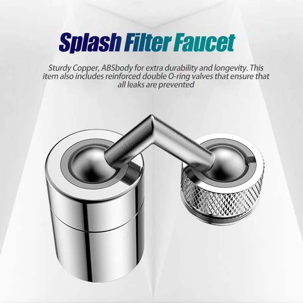Universal 720° Rotatable Splash Filter Faucet - Durable Copper & ABS, Anti Splash, Oxygen Enriched Foam, 4 Layer Net Filter, Leakproof Design with O-Ring Water Sprayer 2 Modes Adjustment (B - M24)