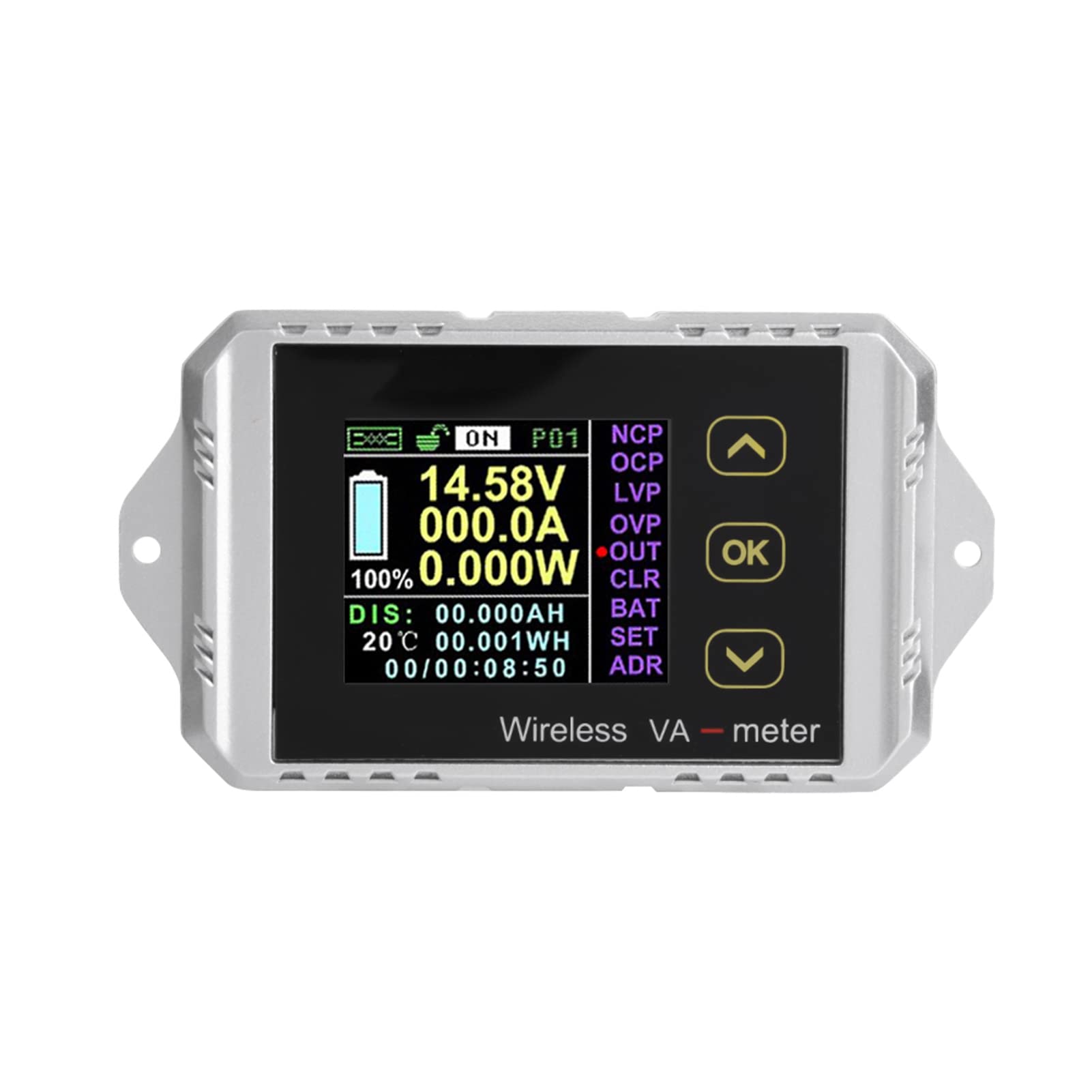 Wireless Voltmeter DC Ammeter, Multi-Function DC Meter Wireless Color LCD Screen DC Voltage Ammeter Power Meter Watt Tester (VAT-4300)