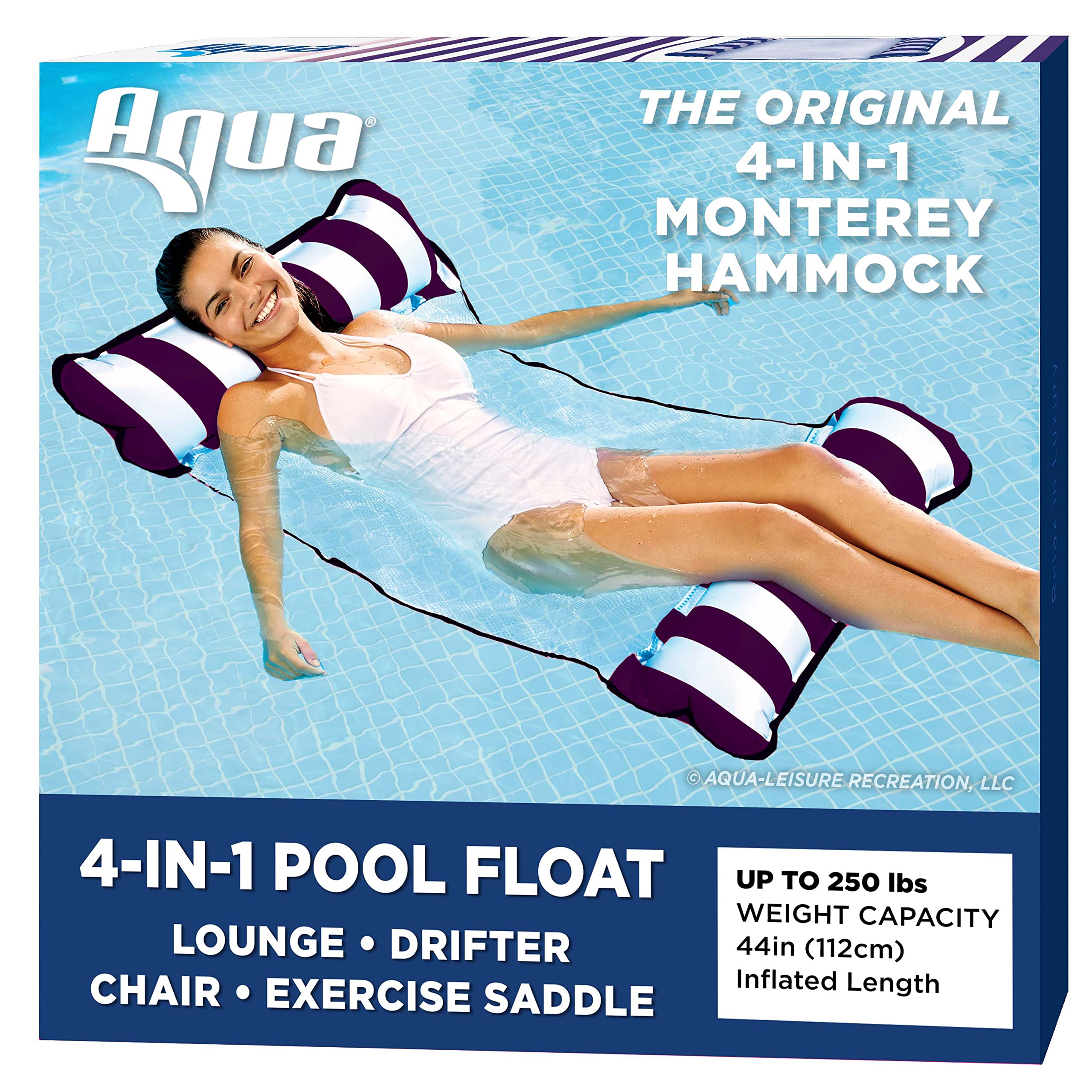 YITAHOME Chaise Outdoor Lounge Chairs with Adjustable Backrest, Sturdy Loungers for Patio & Poolside, Easy Assembly & Waterproof & Lightweight & Aqua Original 4-in-1 Monterey Hammock Pool Float