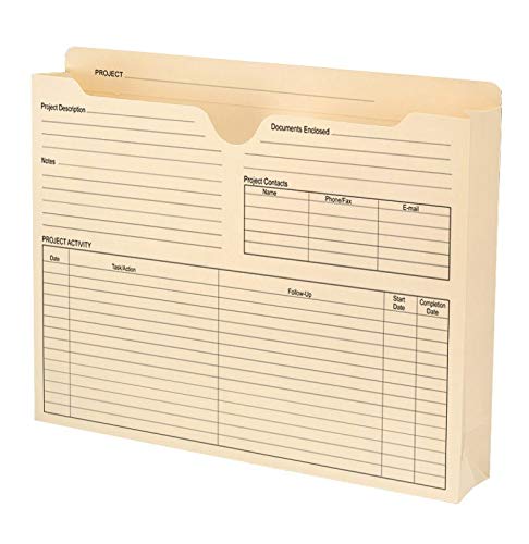 Smead Project File Jacket, Reinforced Straight-Cut Tab, Preprinted Front, Back and Tab, 2" Expansion, Letter Size, Manila, 50 per Box (75622) (Pack of 1)