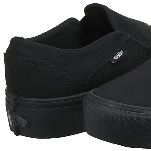 Vans Women's Asher Platform Sneaker, Canvas Black Black, 6