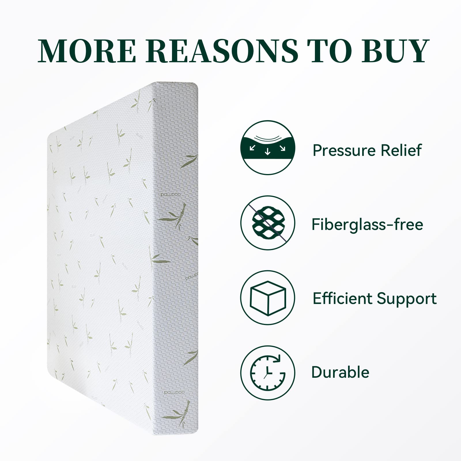 Vyfipt 8 Inch Medium Firm Green Tea Memory Foam Mattress, Cooling Gel Foam, Pressure Relieving, CertiPUR-US Certified, Bed-in-a-Box, White, Twin