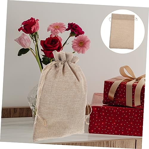 VILLCASE 10Pcs gift box Large Drawstring Bags Linen Burlap comb convenience bag Burlap bag cloth bag candy small Christmas Drawstring Bags For Gifts bulk gift Cotton linen gift bag