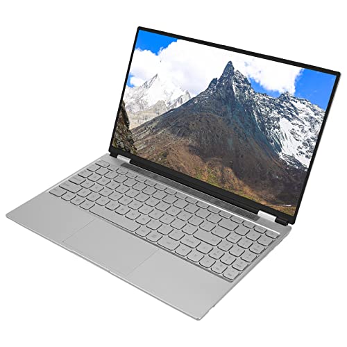 VINGVO 15.6in Laptop, 1920x1080 2.4G 5G WiFi Quad Core Quad Thread Office Laptop Backlit Keyboard 100-240V 180 Degree Flip Windows 10 for Travel (16G+256G US Plug)
