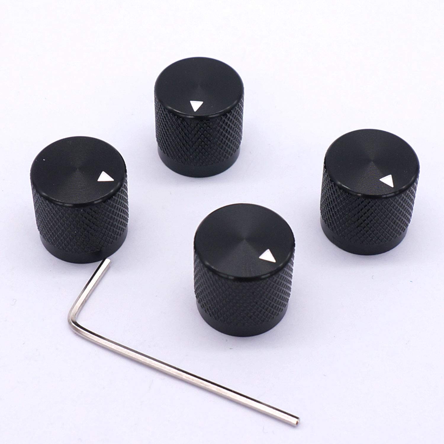 Taiss/ 4pcs black Aluminum Rotary Electronic Control Potentiometer Knob for 6 mm Diameter Shaft, Volume Control Knob, Audio knob, Guitar Knob,Switch Knob, 17mm dia. x 17mm height