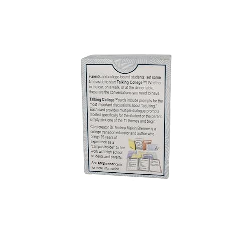 Talking College English Edition Conversation Card Deck - Educational, Health & Safety Cards w/Multiple Dialogue Prompts for Academics, Self Care, Relationships and Family Expectations - 110 Cards