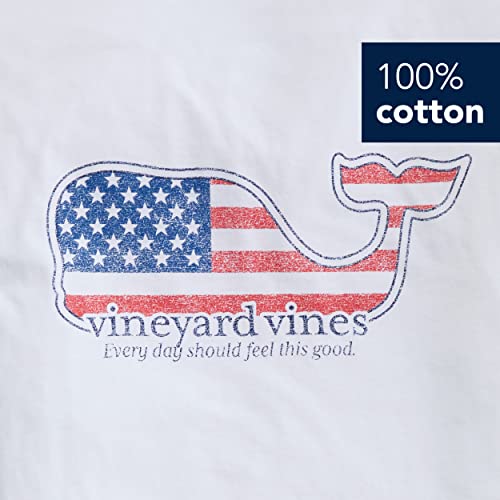 vineyard vines Men's Short Sleeve Vine Americana Whale Pocket T-Shirt, White Cap, Large