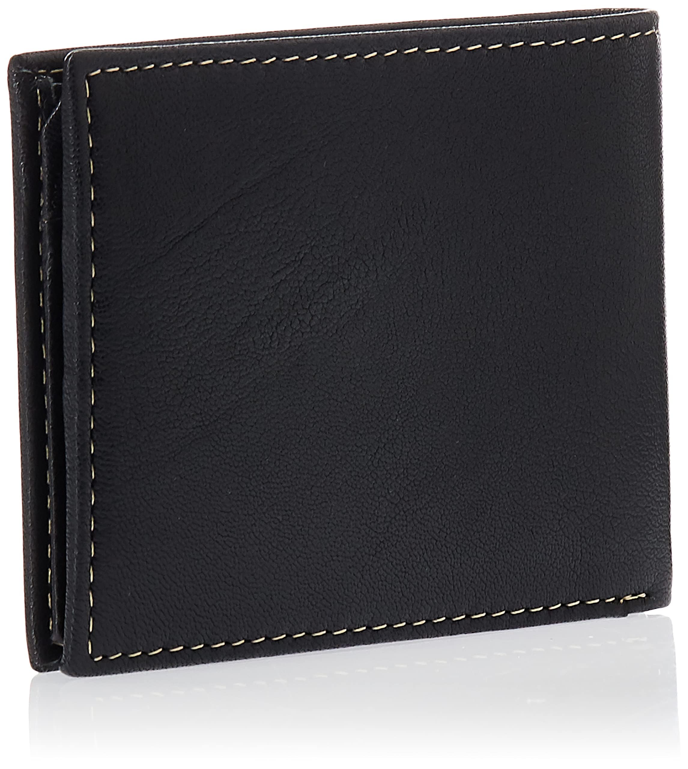 Timberland mens Leather Wallet With Attached Flip Pocket, Black (Hunter), One Size