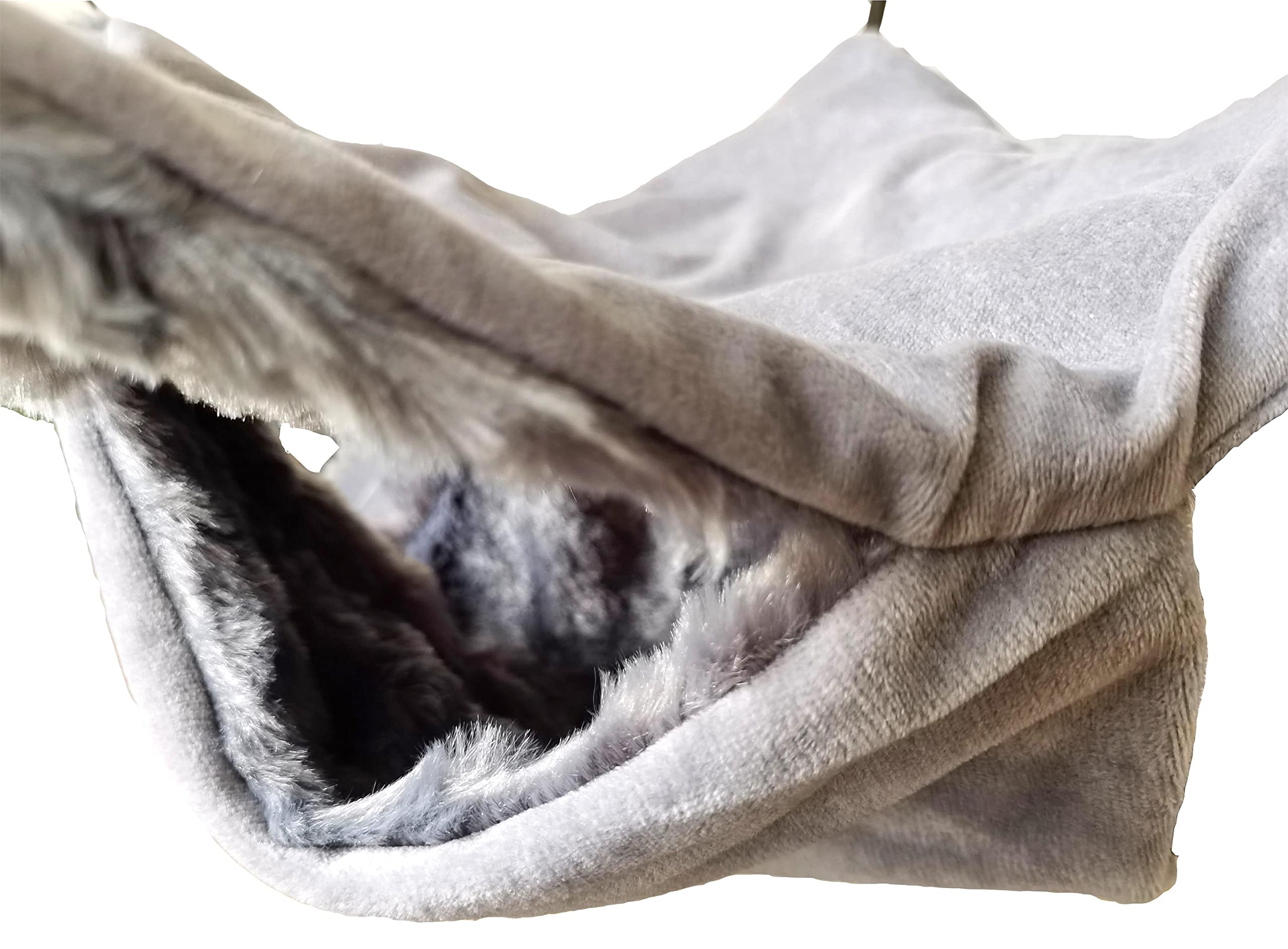 YONIQUECO Small Animals Double Bunkbed Hammock Cage Soft Plush Hanging Hideout Rat Hammocks (Grey)