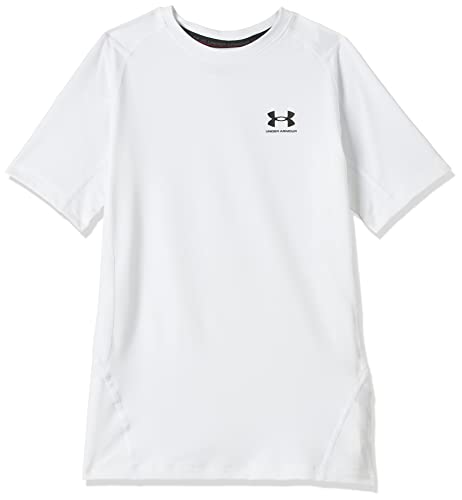 Under Armour Boys HeatGear Armour Short-Sleeve T-Shirt , White (100)/Black , Small