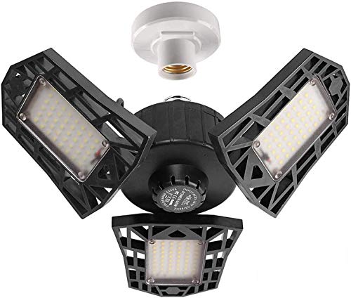 Vbakor LED Garage Lights, 60W Deformable LED Garage Ceiling Lights 6000LM Basement Lighting, 6500K E26 LED Shop Lights Bulb for Garage, Warehouse, Corridor, Workshop (No Motion Detection)