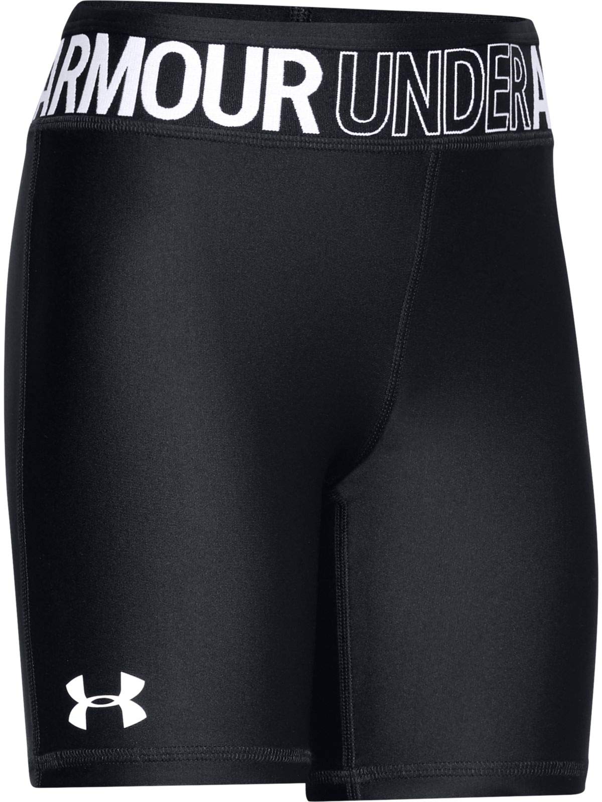 Under Armour Heatgear Armour Bike Shorts, Black (001)/White, Youth Large