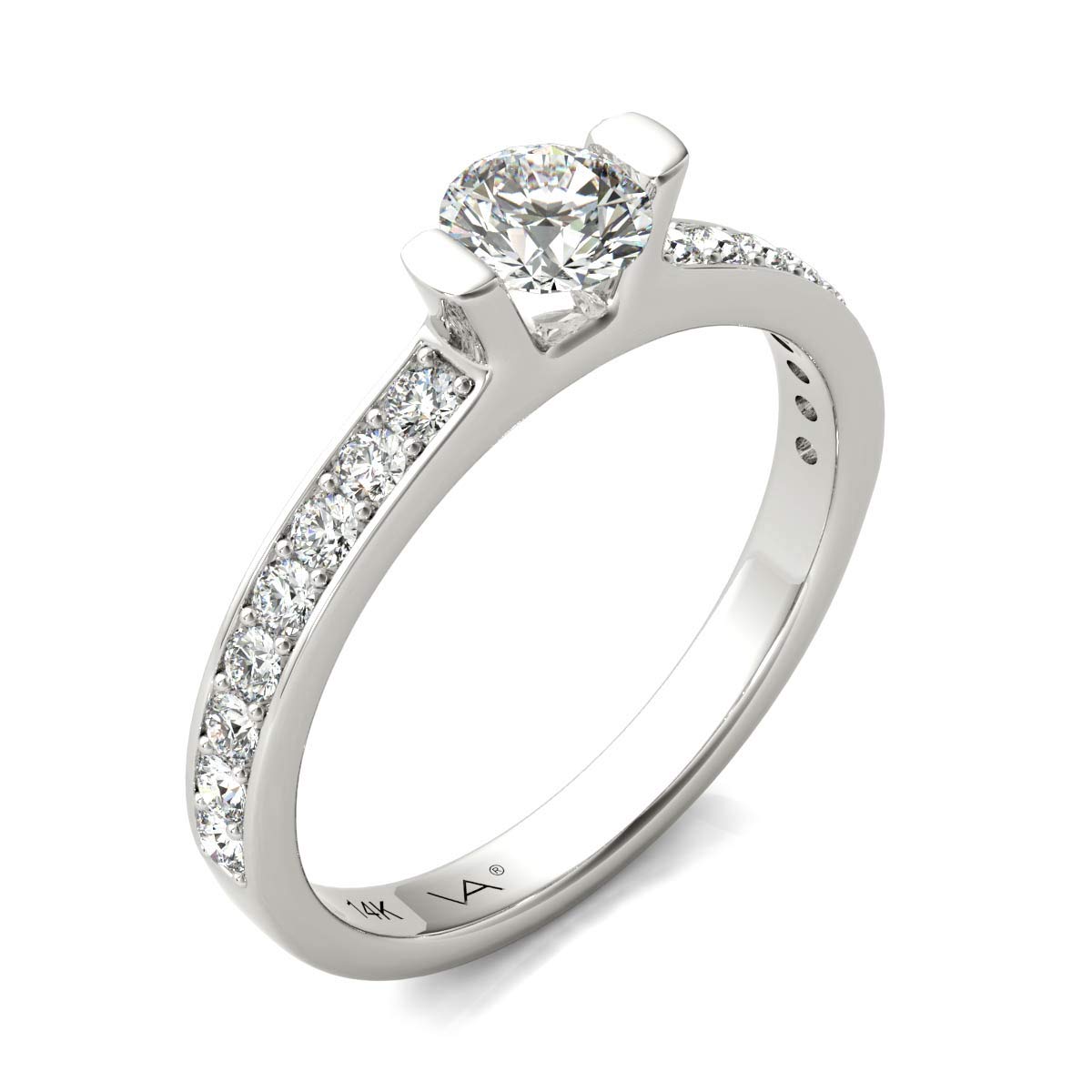 VAARYA 2/3 Ctw GH/SI2-I1 AGS Certified 14K White Gold Natural Diamonds Engagement Ring
