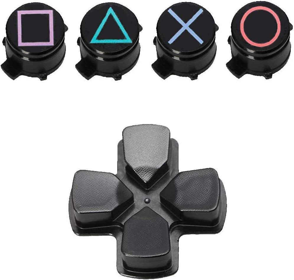Yosikr Thumbsticks Joystick for Playstation 4 PS4 Controller with Cross Screwdriver + L2 R2 L1 R1 Trigger Replacement Parts + ABXY Bullet Buttons + D-pad + Small Spring (Balck,Red,Blue)