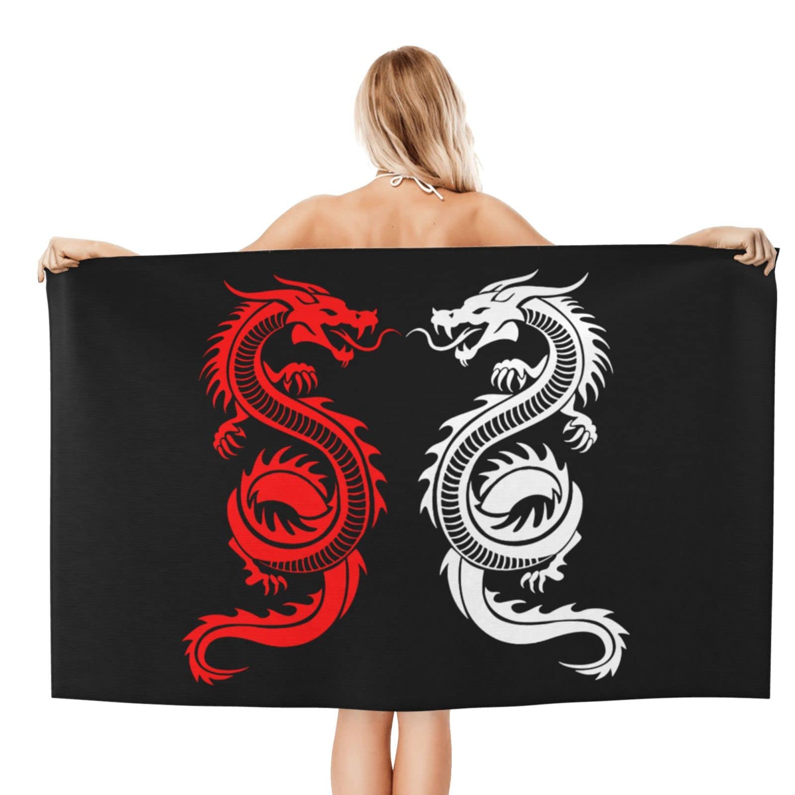 Zahika Chinese Dragon Beach Towel Absorbent Bathroom Towels Beach Towels Oversized Super β32x52 Inch