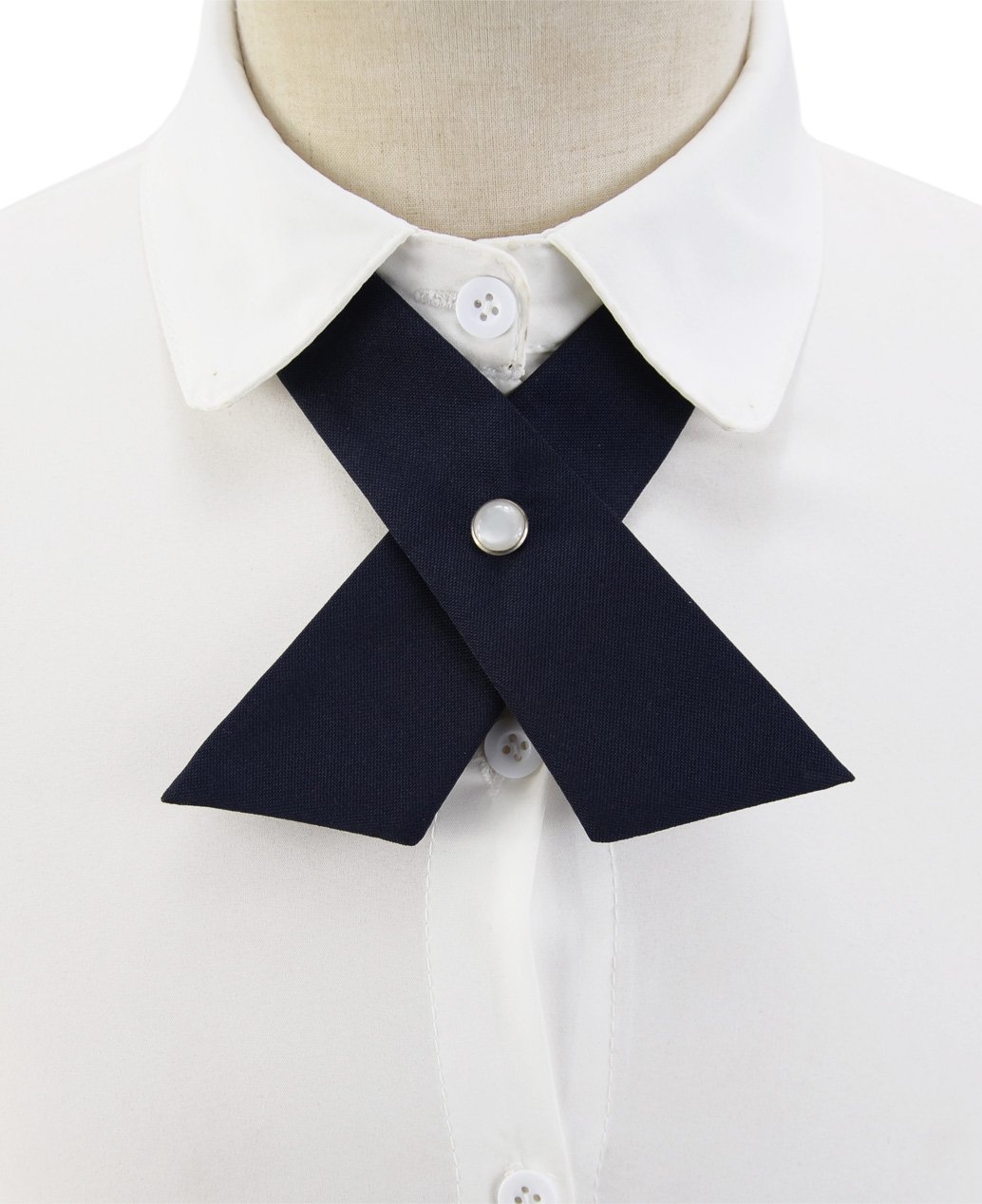 Women/Men Cross Bow Tie, Pre Tied Crossover Necktie For Janpanese School Girl JK & JC Uniform or Cosplay W-B-T2 (Black)