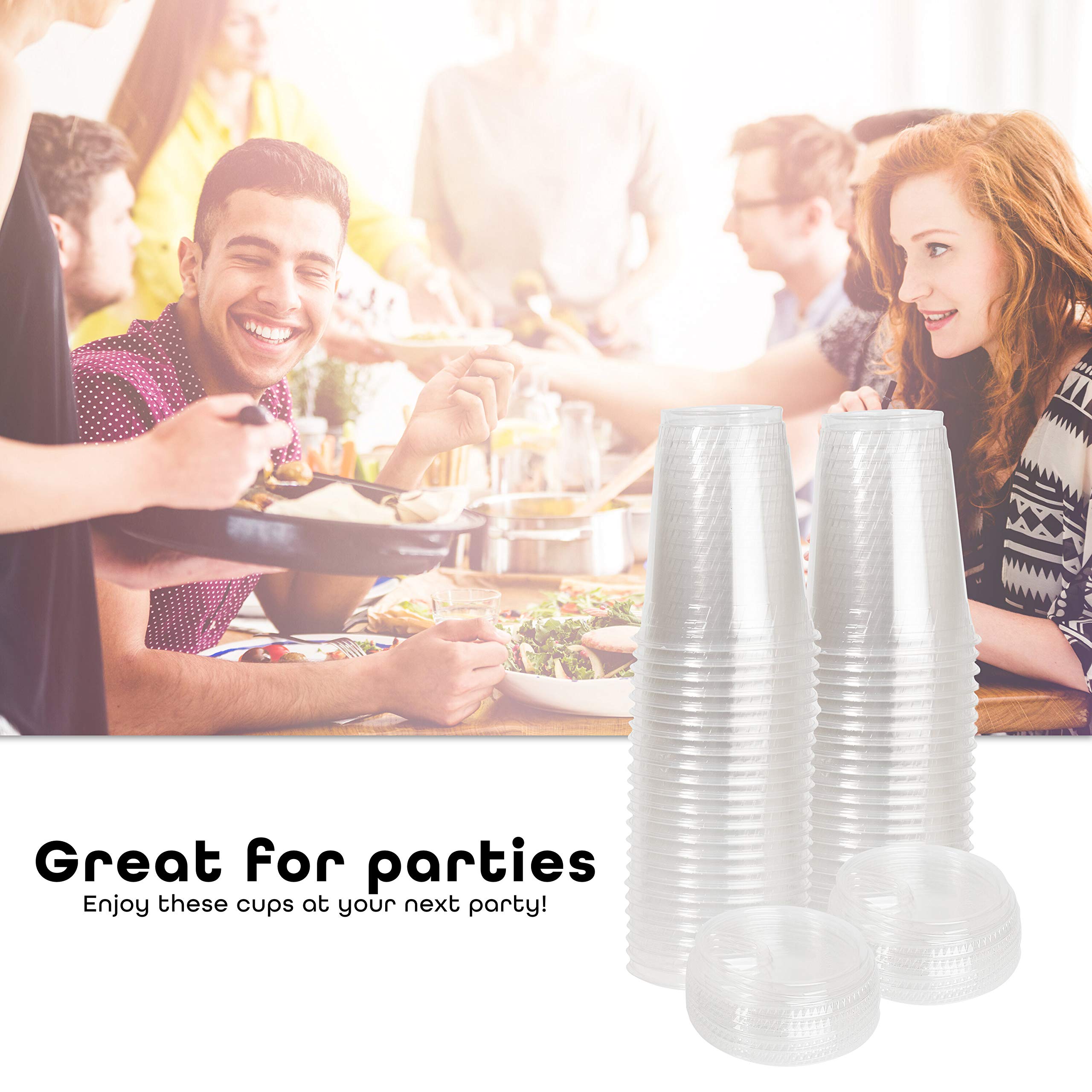 Upper Midland Products 16 0z Compostable Biodegradable Eco Friendly Cups with Strawless Compostable Lids, 50 Pack