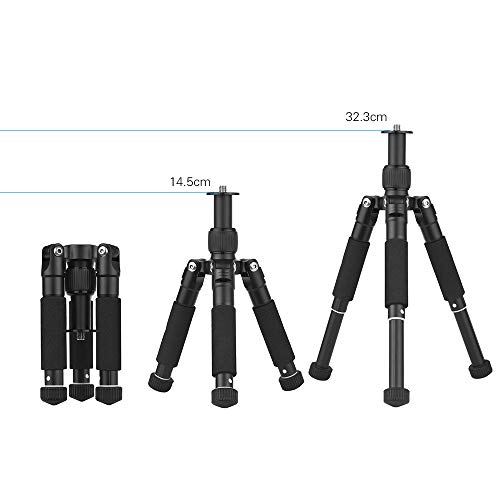 Tickas Aluminum Alloy Mini Tripod 3-Position Adjustment Telescopic Bracket 3/8 Inch Screw Max. Height 32.3cm for Action Camera