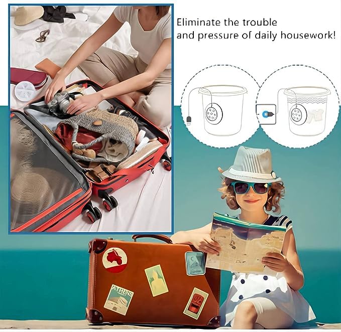 Ultrasonic Washing Machine, USB Powered Portable Turbine Washing Machine Ultrasound Turbo Washer for Traveling Camping Home College Dormitory (White)