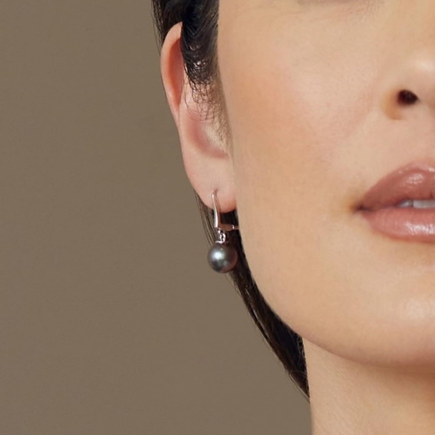 THE PEARL SOURCE 9-10mm Drop Shape Black Tahitian South Sea Cultured Pearl Elegance Earrings for Women