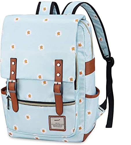 Zhousanjian Cute Floral Print Cow Print Pattern School Girls Backpack, Vintage 15.6 Inch Laptop Backpack with USB Charging Port. (multicolor), One Size …