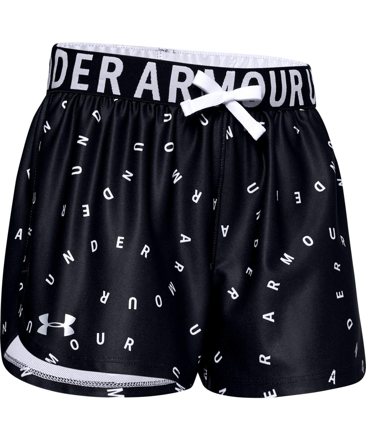 Under Armour Play Up Printed Workout Gym Short, Black (002)/Metallic Silver, Youth Small
