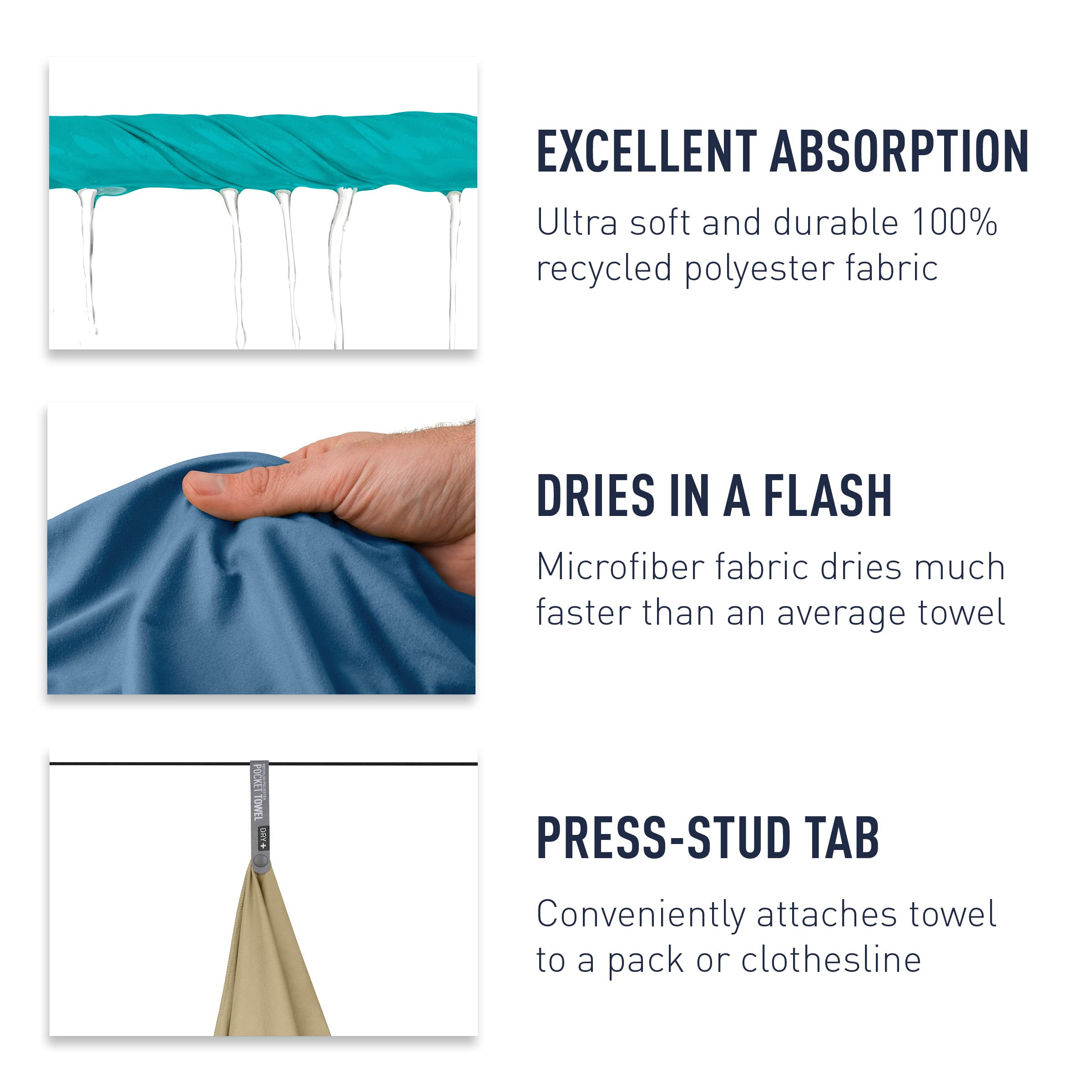 Sea to Summit Portable Pocket Towel for Camping, Gym, and Travel, Medium/Dish Towel, Orange