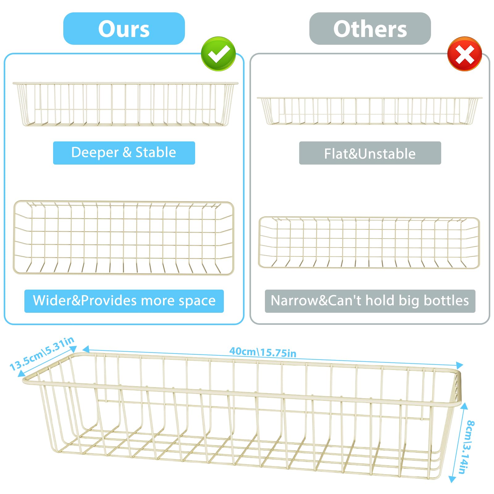 Temste Over the Door Hooks Organizer,Multifunctional Door Hanger Towel Rack with 2 Mesh Baskets,Back of Door Storage Shelves for Bathroom,Bedroom,Kitchen & Pantry (White,with hooks)