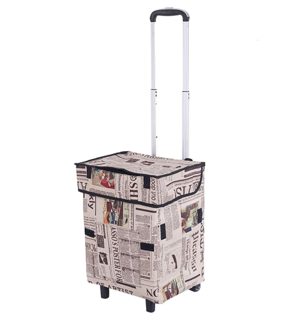 XDMINGY Folding Shopping Cart, Shopping Cart Shopping Cart Trolley Foldable 41L Loading Capacity Aluminum Alloy Pull Rod Large Capacity Grocery Utility Carts, 97*34*28cm