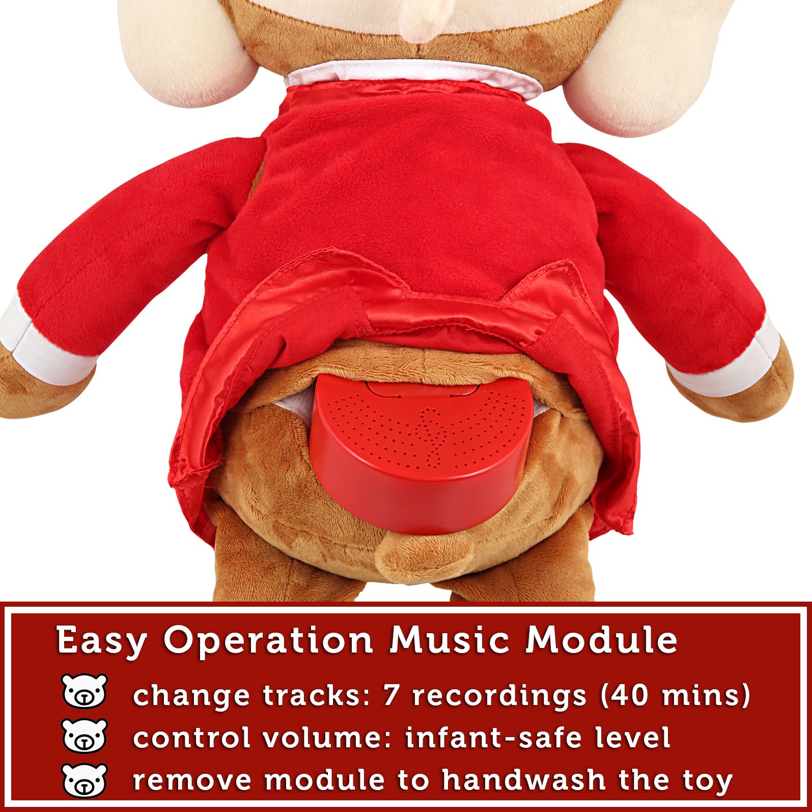 Vosego Amadeus Mozart Virtuoso Bear, 40 mins Classical Music for Babies, Educational Toy for Infants Kids Adults