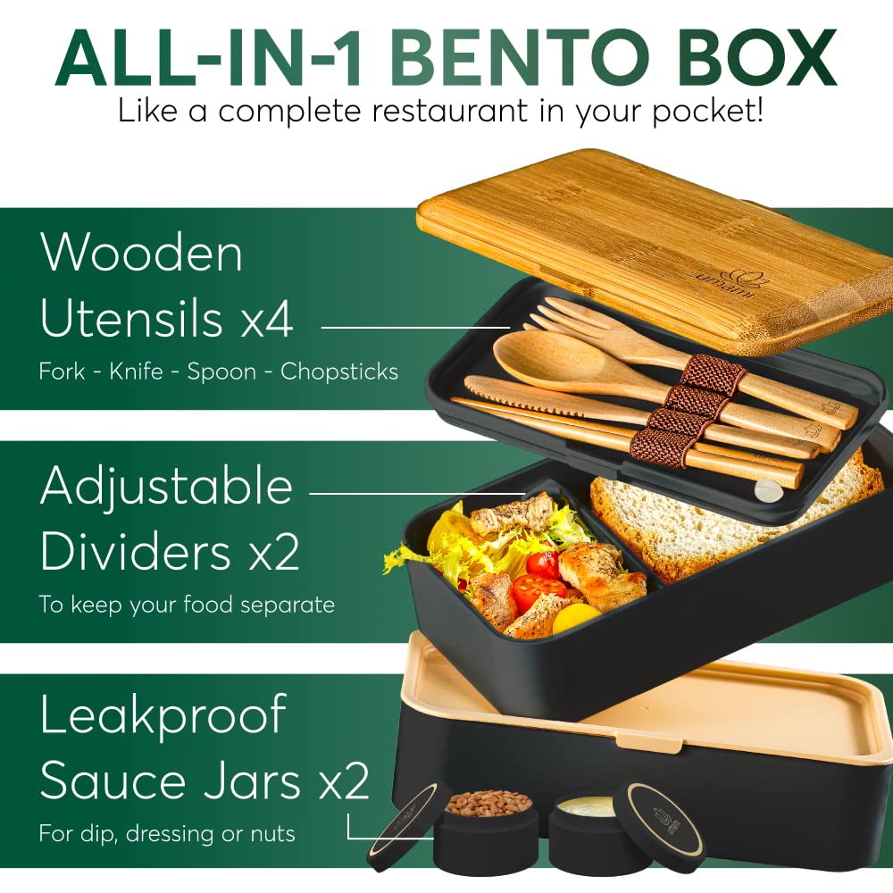 Umami Bento Lunch box Bundle, Bento Box for Adults w/Utensils, 40 oz & 32 oz, Cute Stainless Steel Lunch Container that is Microwave-Safe Great for Meal Prep