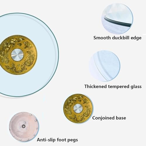 VERDDE Tempered Glass Lazy Susan 20in 30in 40in For Dining Table Swivel Turntable Serving Plate Round Transparent Rotating Tray 50cm~100cm - Heavy Duty (Size : 50cm/20in)