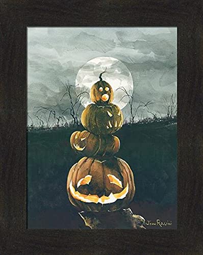 The Jack-O-Bats by John Rossini 16x20 Halloween Pumpkin Pumpkins Jack-o-lantern Bats Spooky Framed Art Print Wall Décor Picture